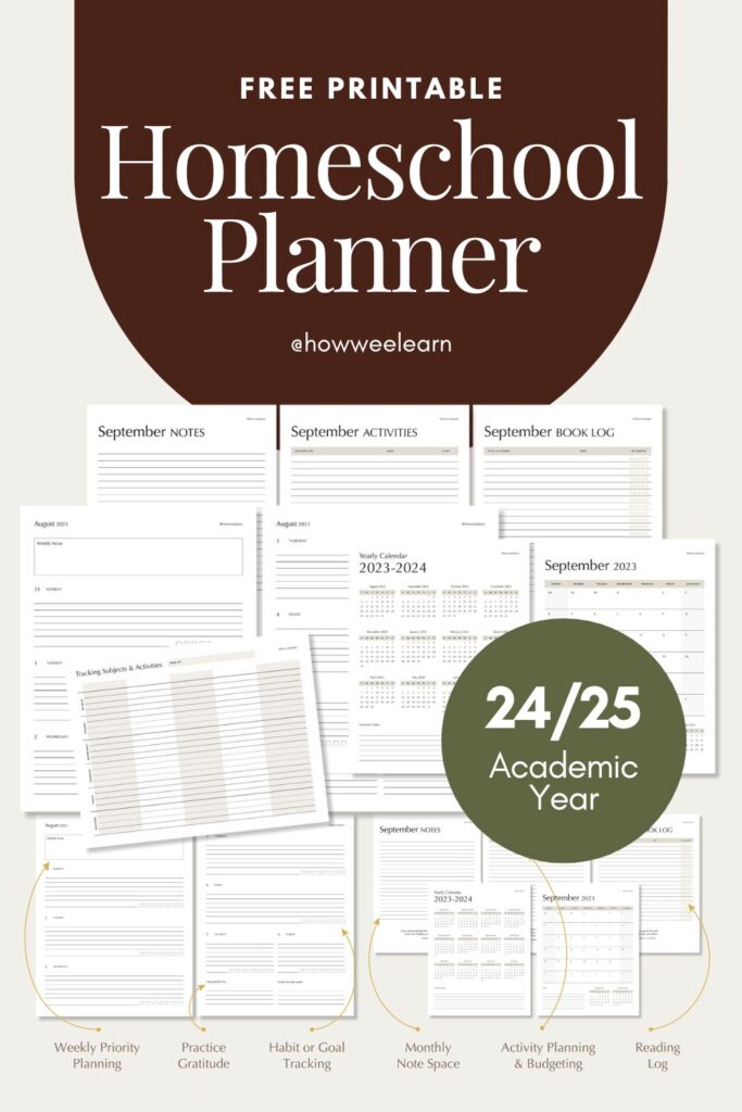 Free Printable Homeschool Planner | A Year at Home - How Wee Learn